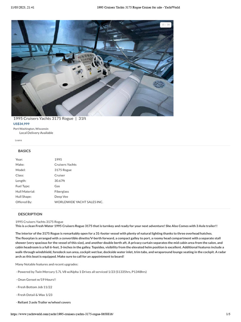 1995 Cruisers Yachts 3175 Rogue Cruiser for sale - YachtWorld | PDF ...