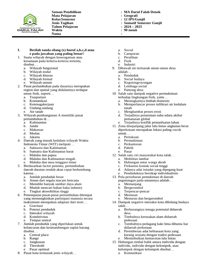 SOAL SUMATIF 12 GANJIL | PDF
