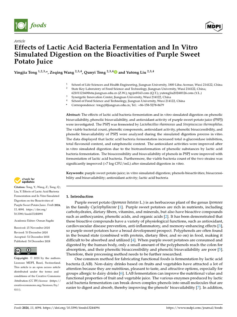 Effects of Lactic Acid Bacteria Fermentation and in Vitro Simulated Digestion On The ...