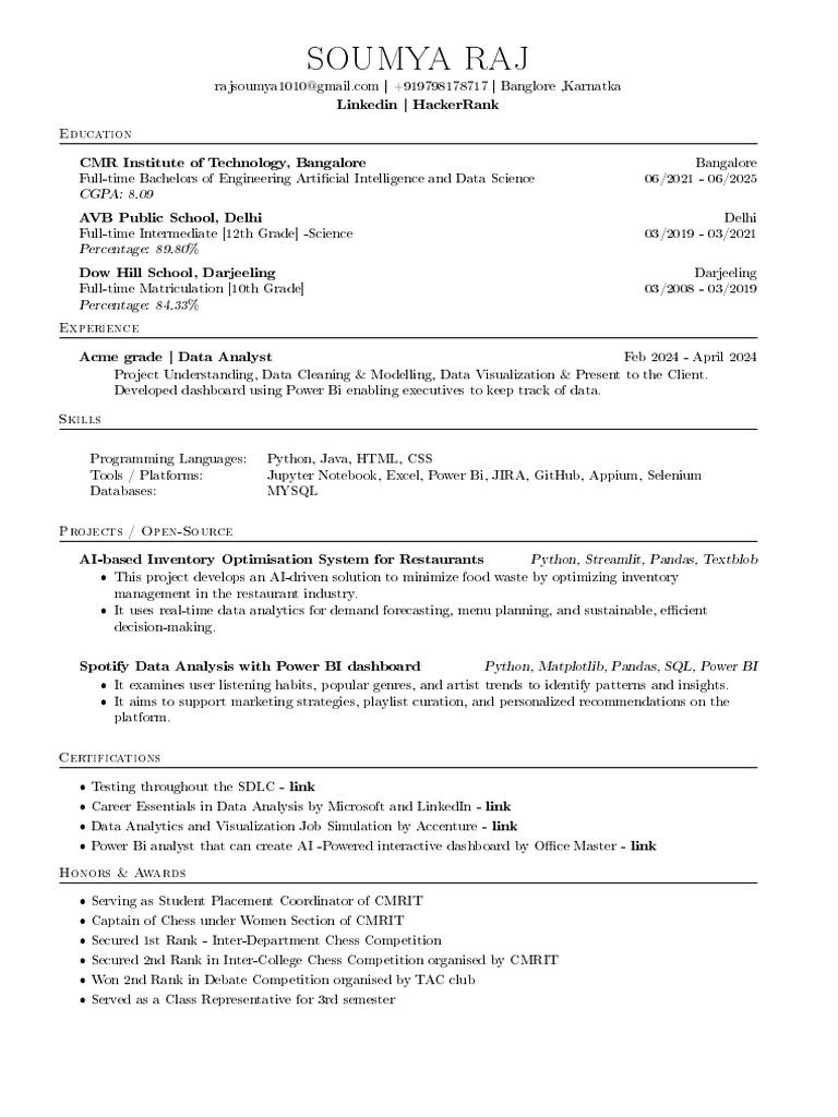 resume2.0 | PDF | Data Analysis | Information Technology