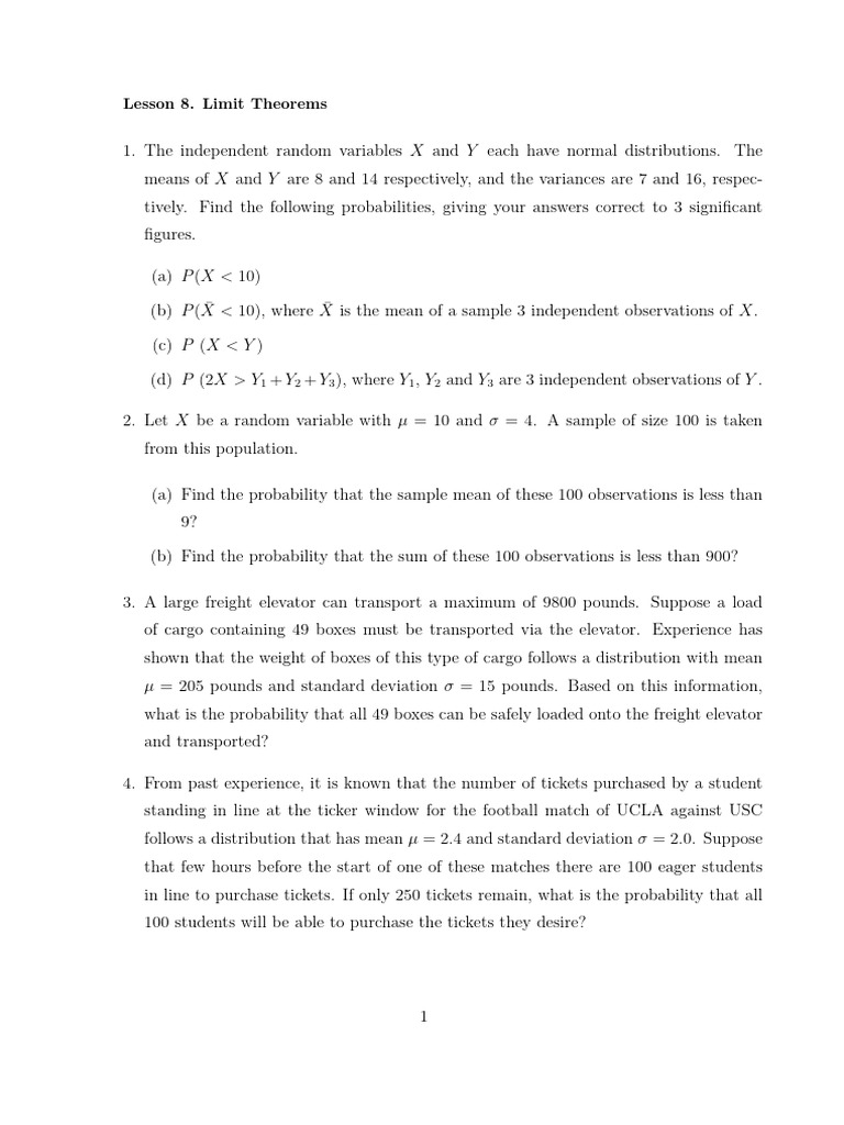 No.8 Limit Theorems 2023 | PDF | Normal Distribution | Standard Deviation