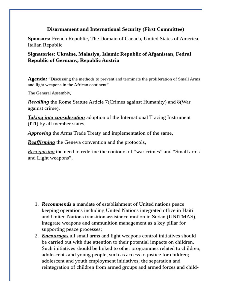 Disarmament and International Security | PDF | United Nations | International Relations