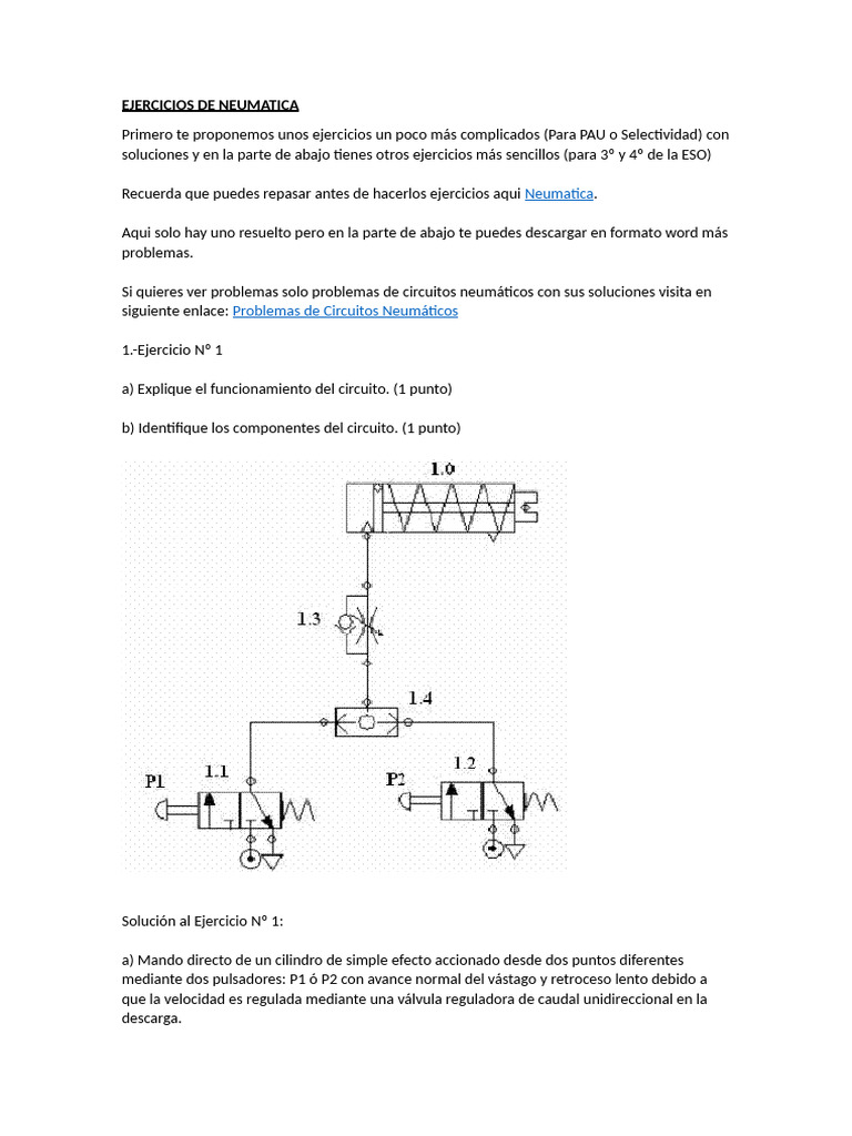 EJERCICIOS DE NEUMATICA | PDF | Neumática | Gases