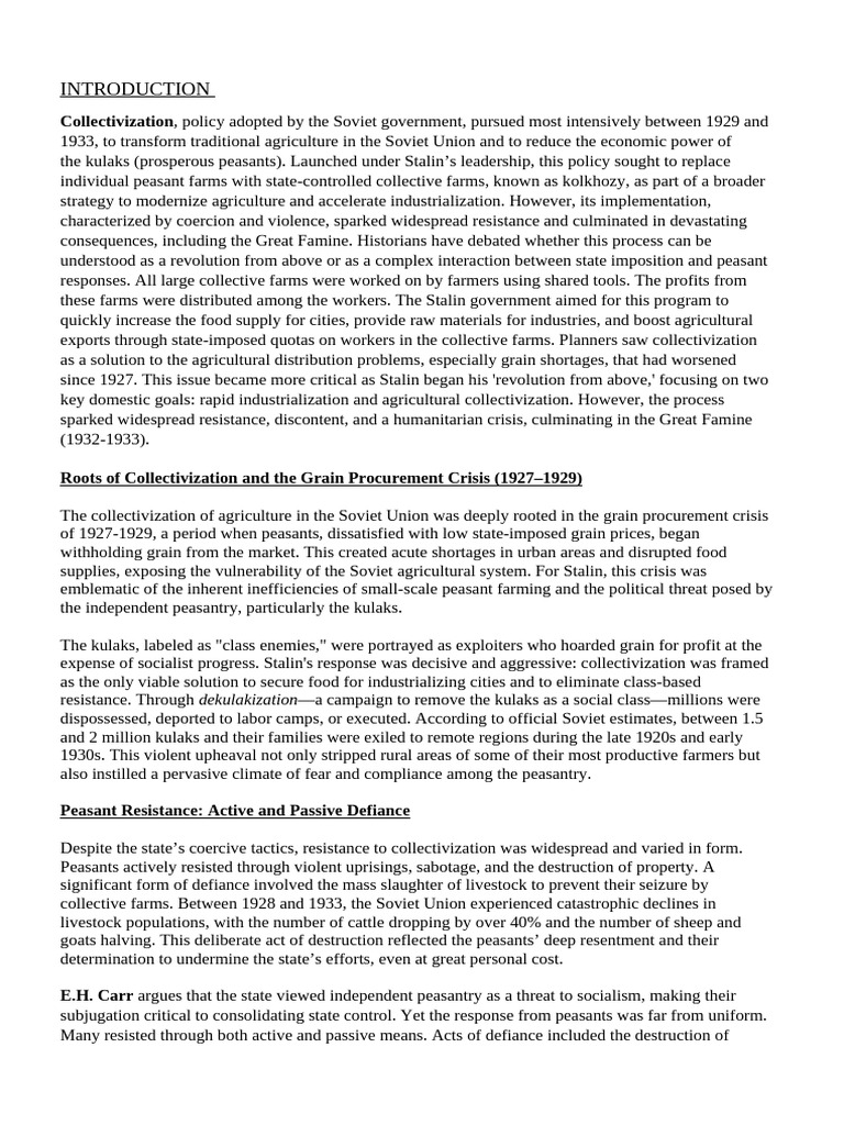 Collectivization | PDF | Famine | Soviet Union