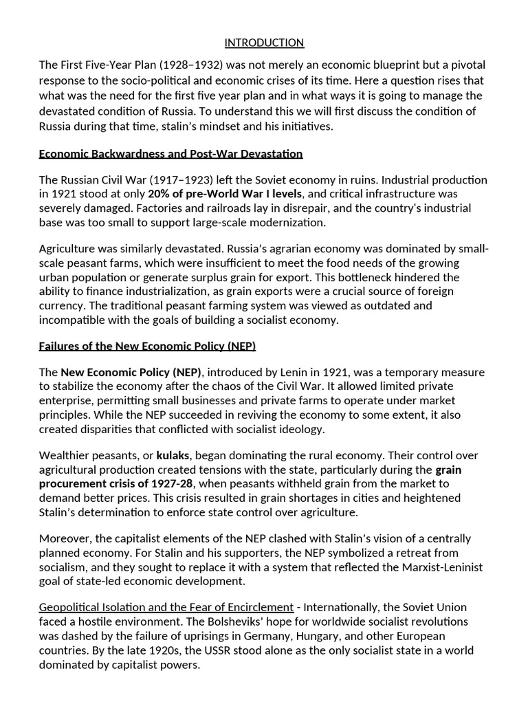 First Five Year Plan | PDF | Joseph Stalin | Soviet Union