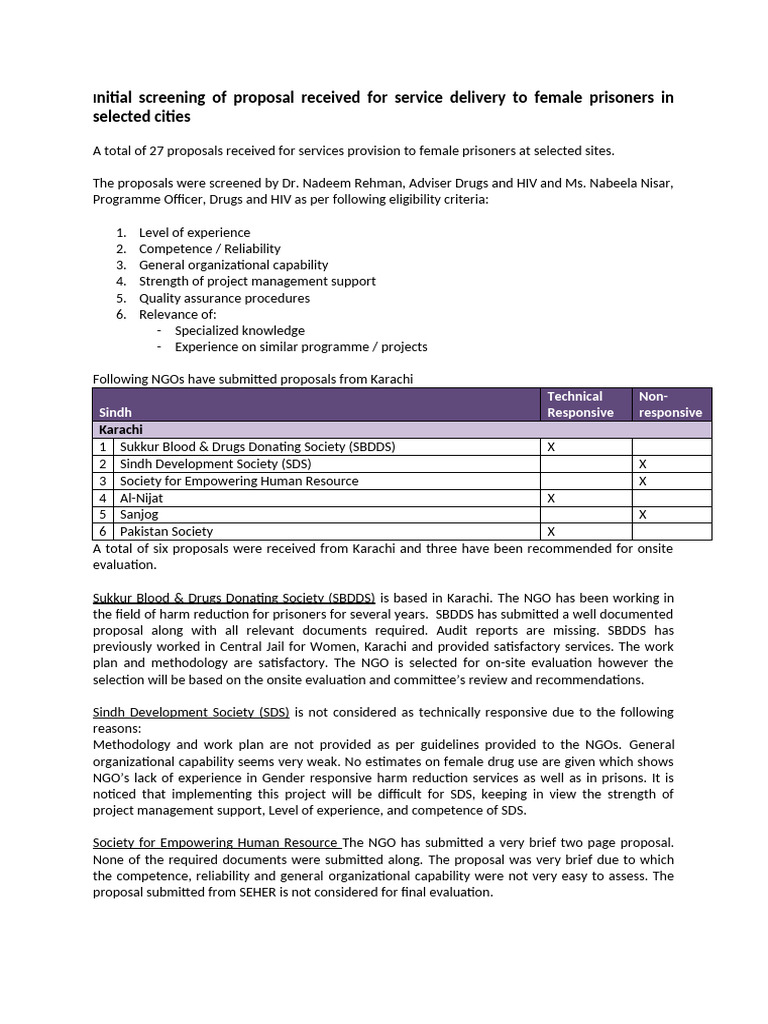 Initial Screening Minutes - Prisons | PDF | Non Governmental ...