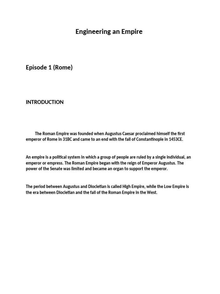 ENGINEERING AN IMPIRE | PDF | Ancient Greece | Roman Empire