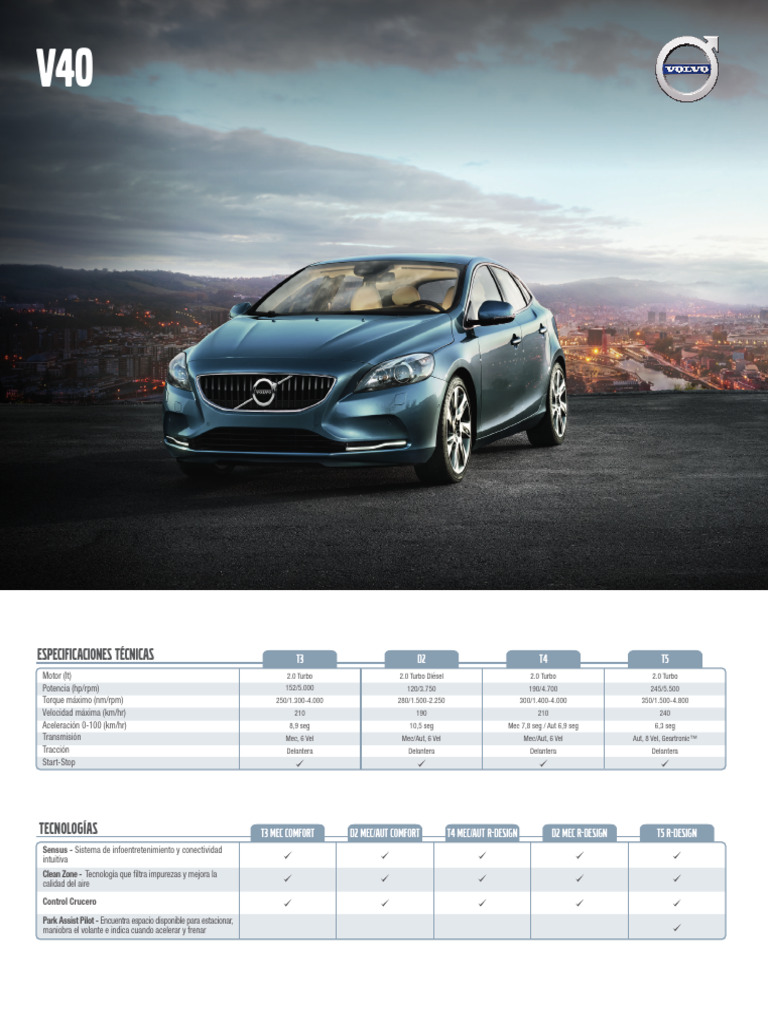 Ficha 2017 V40 | PDF | Airbag | Estilos de carrocería