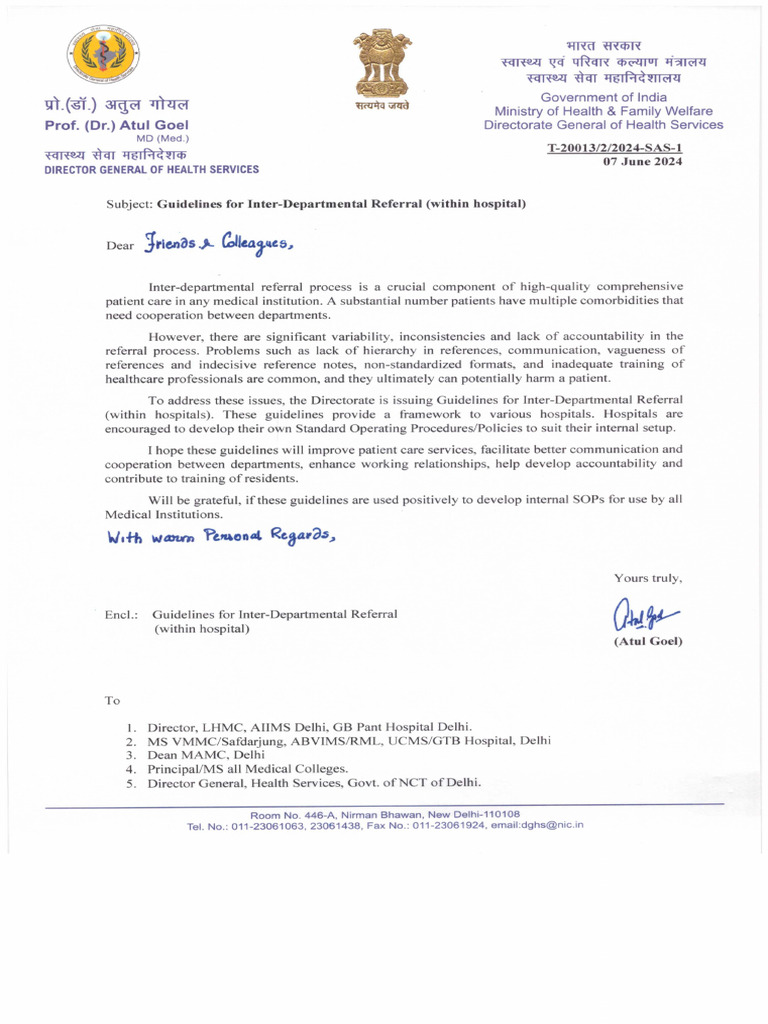 Inter-Departmental Referral Guidelines | PDF | Health Care | Patient