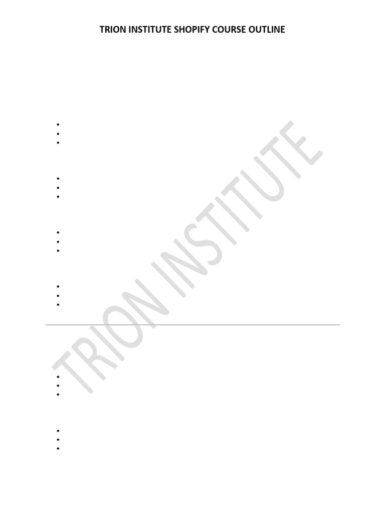 Trion Institute 3 Months Shopify Course Outline | PDF | E Commerce ...