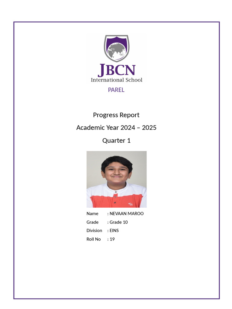 Nevaan Maroo Report Card | PDF | Educational Assessment | Learning