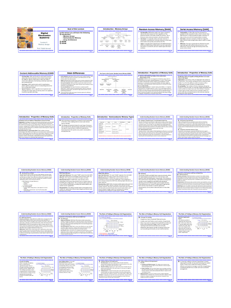 Lecture 6 - Memory Design | PDF | Random Access Memory | Flash Memory