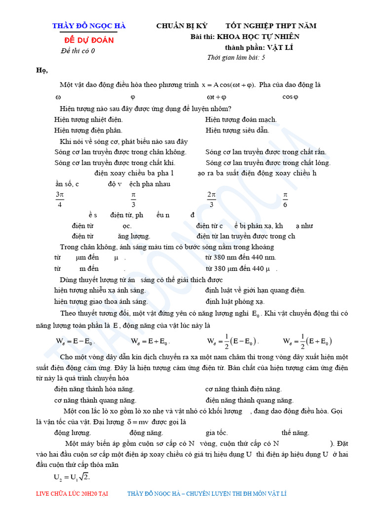 Ä á Dá° Ä OÃ N 2024 Tháº¦y Ä á Ngá C HÃ Live 24 6 Pdf