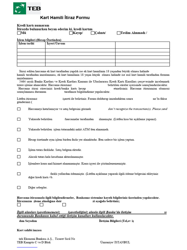 Harcama Itiraz Formu | PDF