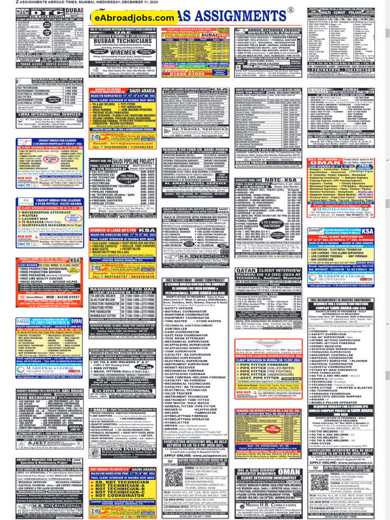 Assignments Abroad Times Today 11 Dec 2024 | PDF