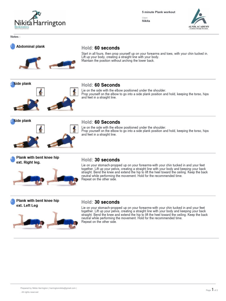 5 Minute Plank | PDF | Foot | Hip
