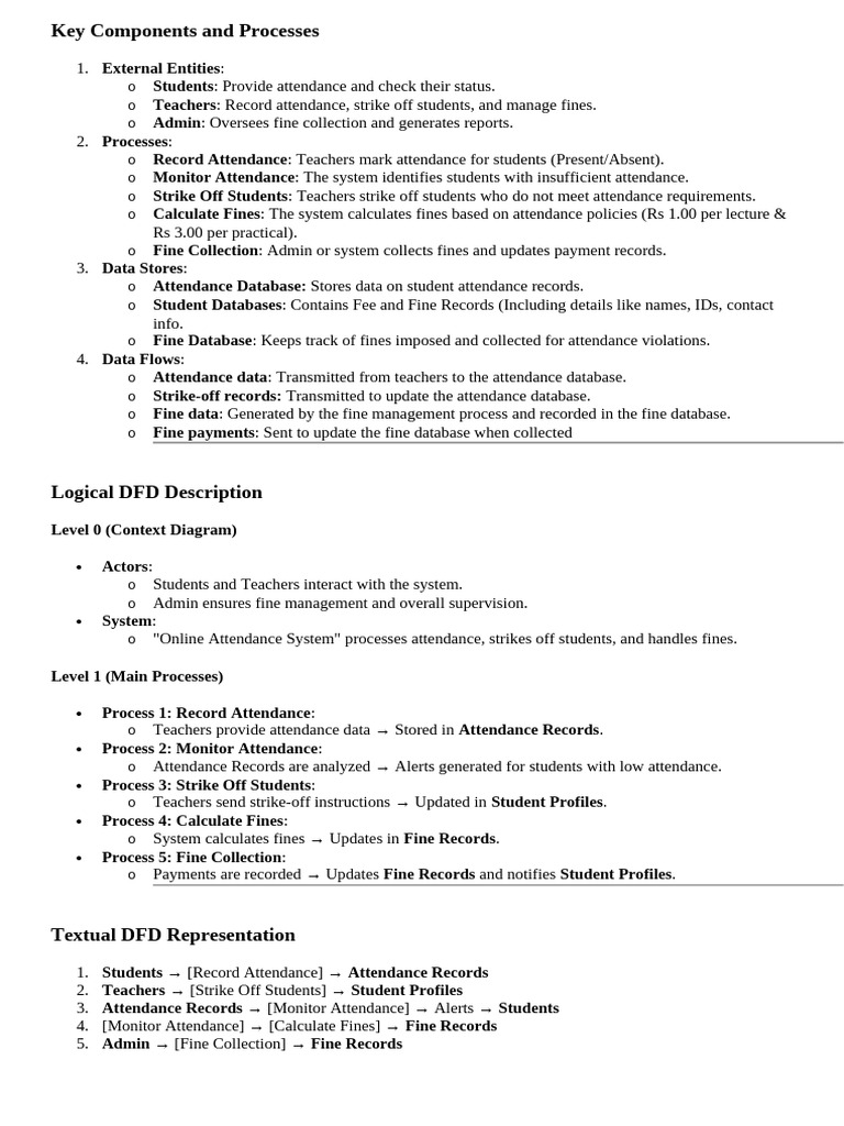 DFD For Online Attendance | PDF | Databases | Computing