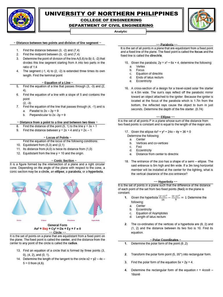 01 Analytic Geometry | PDF | Ellipse | Algebraic Geometry