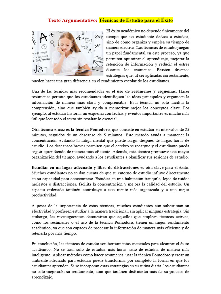 Técnicas de Estudio para el Éxito Académico | PDF | Habilidades de ...