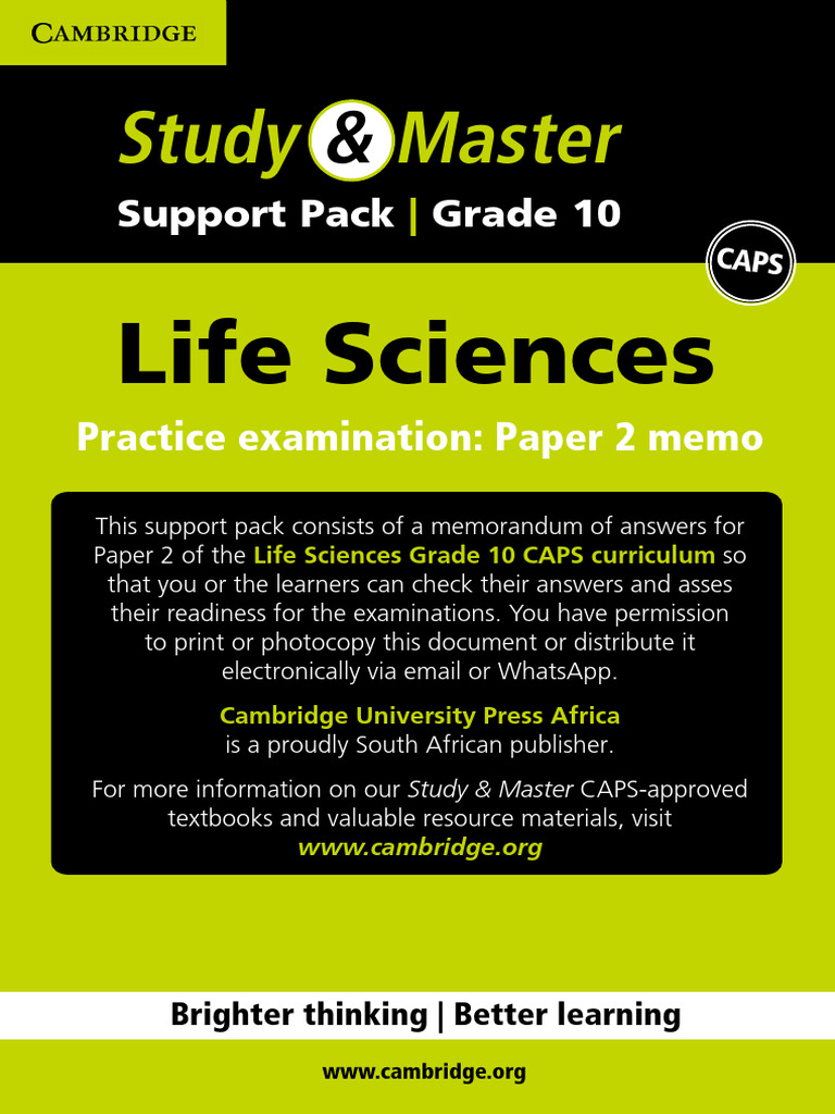 Grade 10 Life Sciences Exam Memo | PDF | Soil | Water