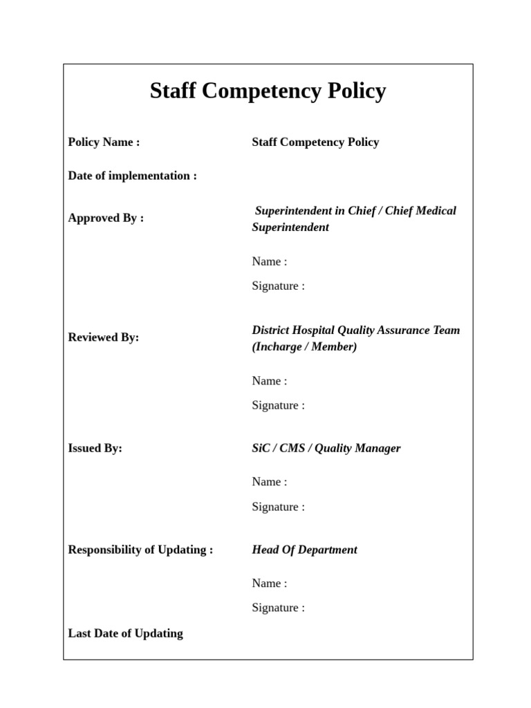 w.staff Competency Policy HRM | PDF | Employment | Occupational Safety ...