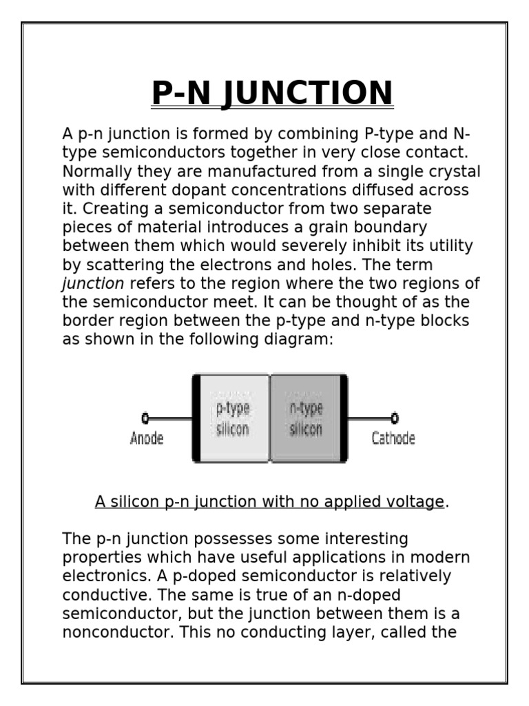 Anushiya PN Junction | PDF | P–N Junction | Doping (Semiconductor)