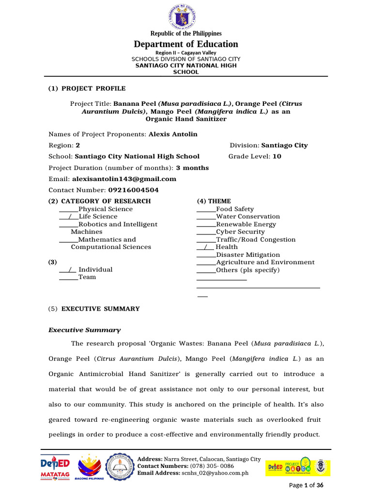 Sample-SIP-Proposal | PDF | Antimicrobial | Disinfectant