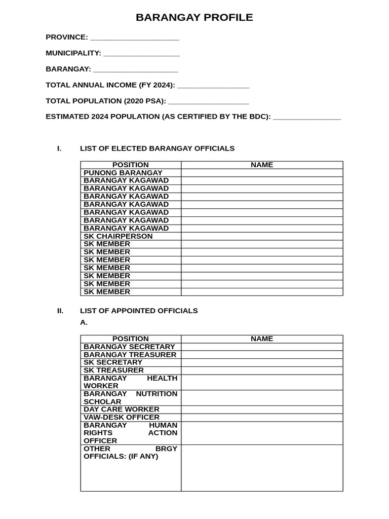 BARANGAY-PROFILE | PDF