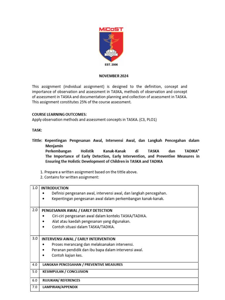 Ciri-ciri dan Contoh Appendix Assignment | PDF