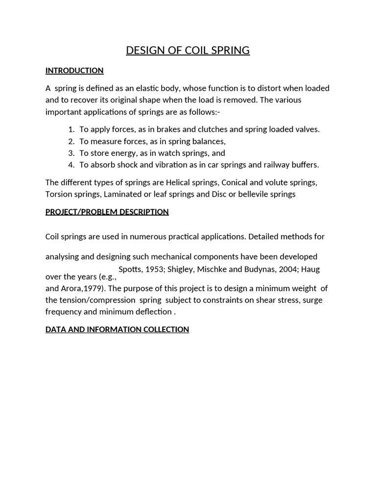 HELICAL SPRING DESIGN | PDF | Stress (Mechanics) | Mathematical Optimization