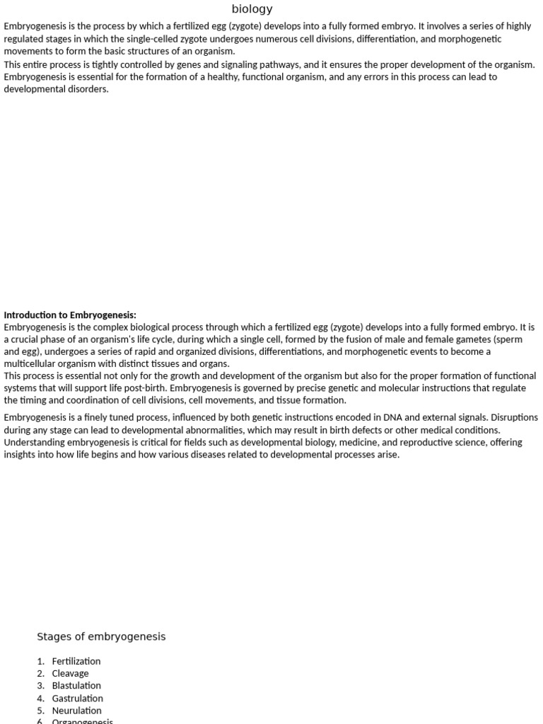 Bio | PDF | Embryo | Developmental Biology
