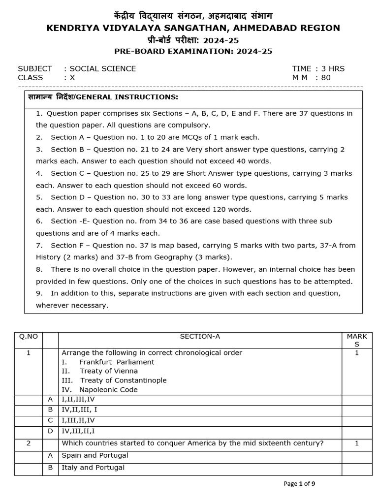 SST X QP PB 2024 25 Set 1 Eng | PDF | Agriculture | Europe