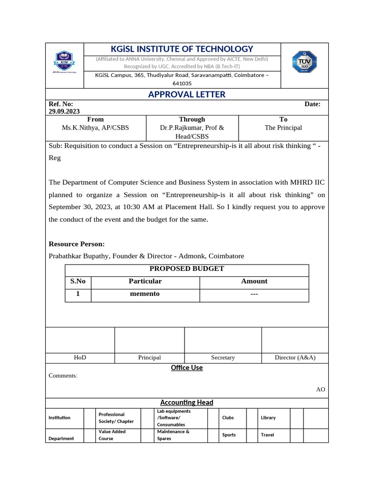 1.Editable.IIC_Approval_letter_-_IIC_event_30.09.23 (1) | PDF