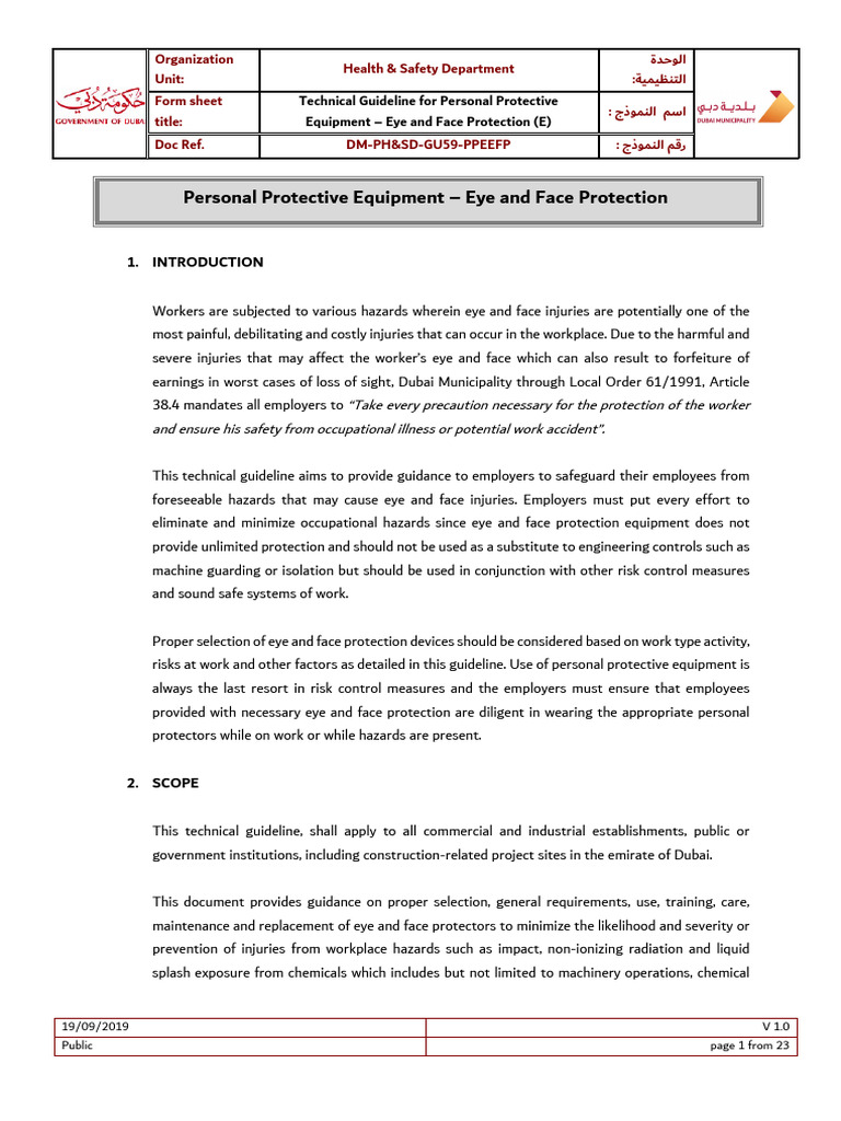 Eye and Face Protection Guidelines | PDF | Glasses | Personal ...