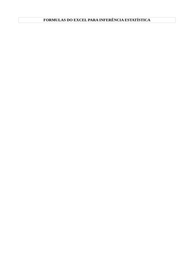 Formulas Do Excel Para Inferência Estatística | PDF