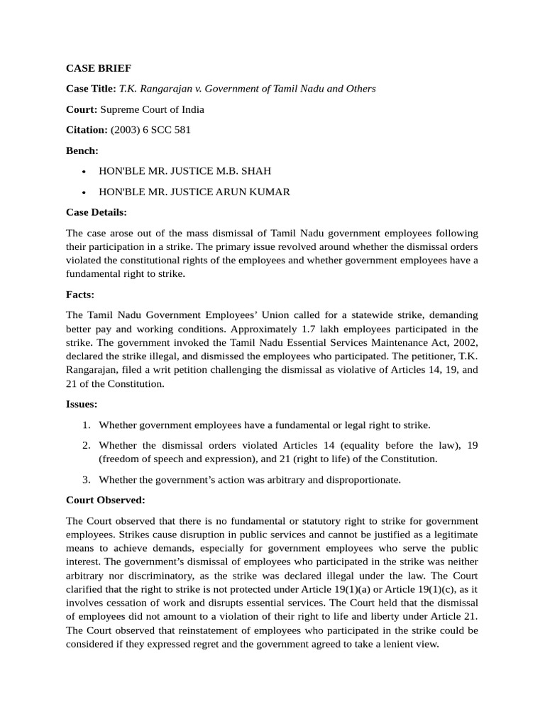 Supreme Court Ruling on Employee Strikes | PDF | Strike Action | Justice