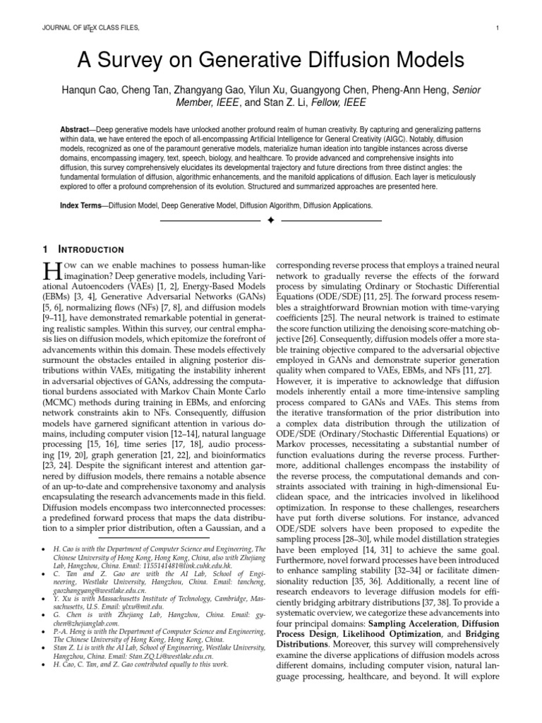 A Survey On Generative Diffusion Model | PDF | Stochastic Differential Equation | Applied ...