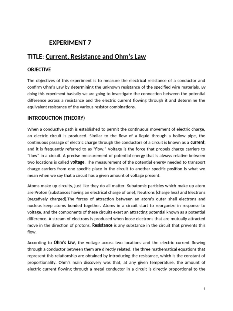 phy lab CURRENT | PDF | Electrical Resistance And Conductance | Voltage
