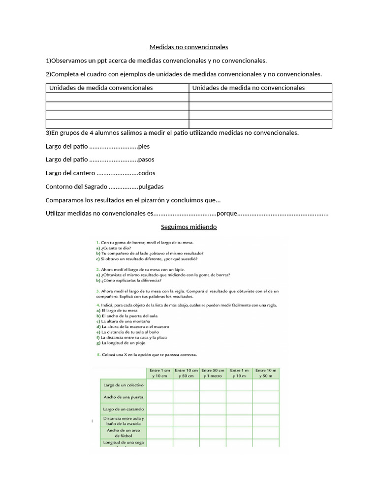 Medidas Convencionales y No Convencionales | PDF | Medición | Kilogramo