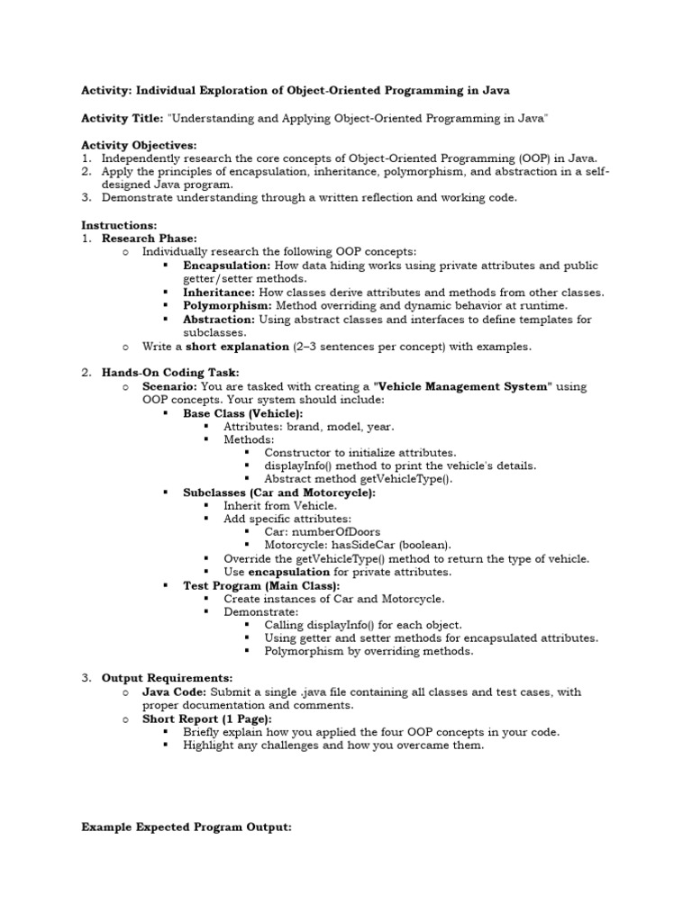 Activity Oop Pdf Method Computer Programming Class Computer Programming