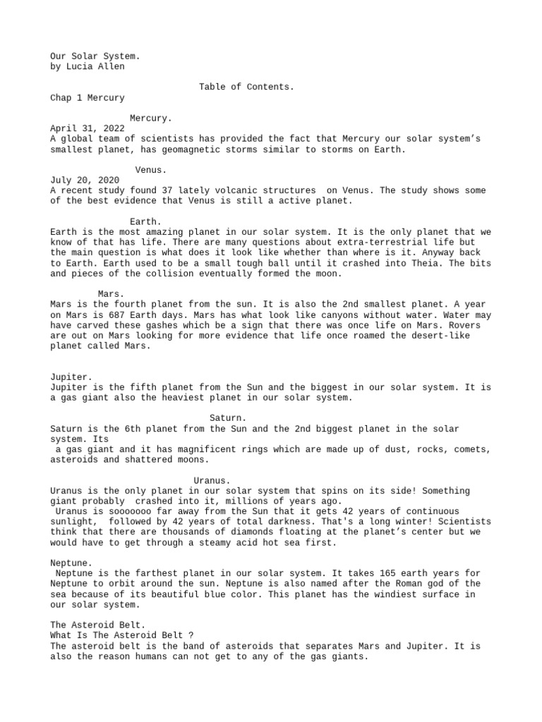 Our Solar System. | PDF | Planets | Solar System