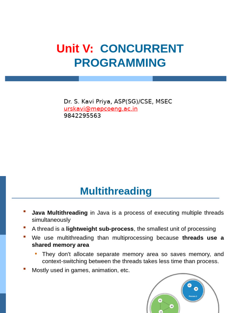 Unit_V_1731476761925 | PDF | Method (Computer Programming) | Thread (Computing)