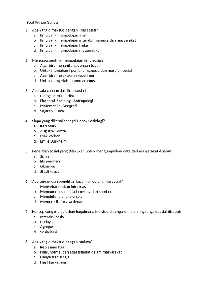 Soal MID Semester Ganjil IPS Kelas 7 | PDF