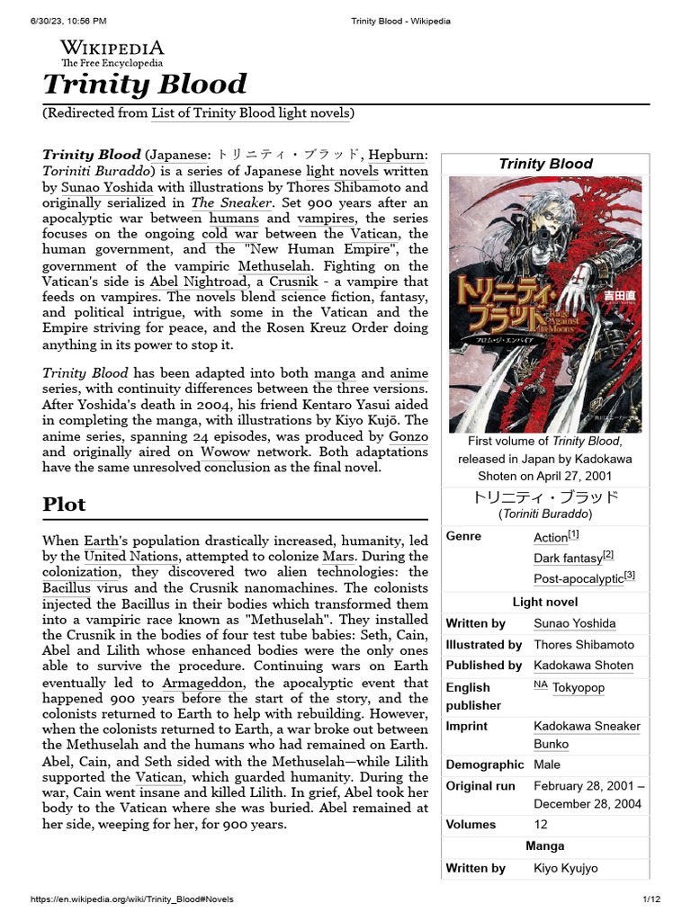 Dark Fantasy: Trinity Blood Saga | PDF | Anime And Manga