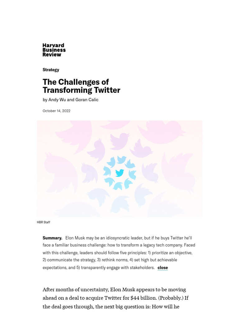 The Challenges of Transforming Twitter | PDF | Elon Musk
