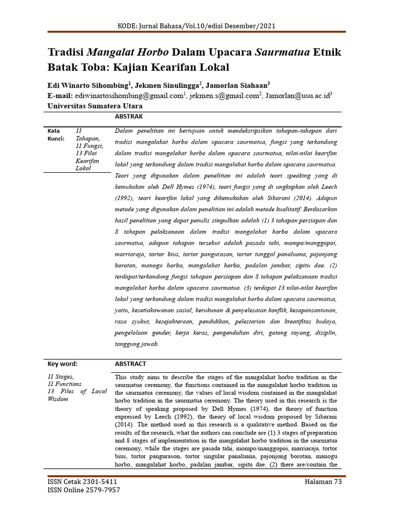 Tradisi Mangalat Horbo Dalam Upacara Sau | PDF