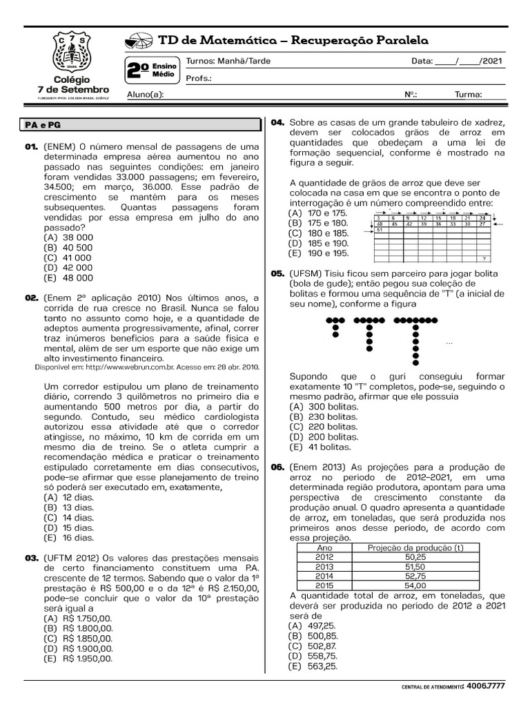 2° MATEMATICA - TD4 PA e PG | PDF