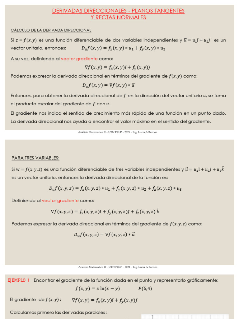 11 - Derivadas Direccionales PRACTICA | PDF | Degradado | Derivado