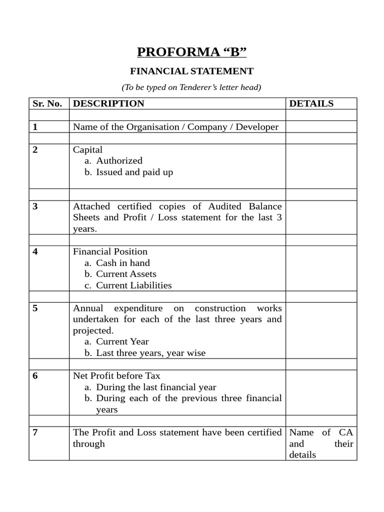 Proforma B | PDF