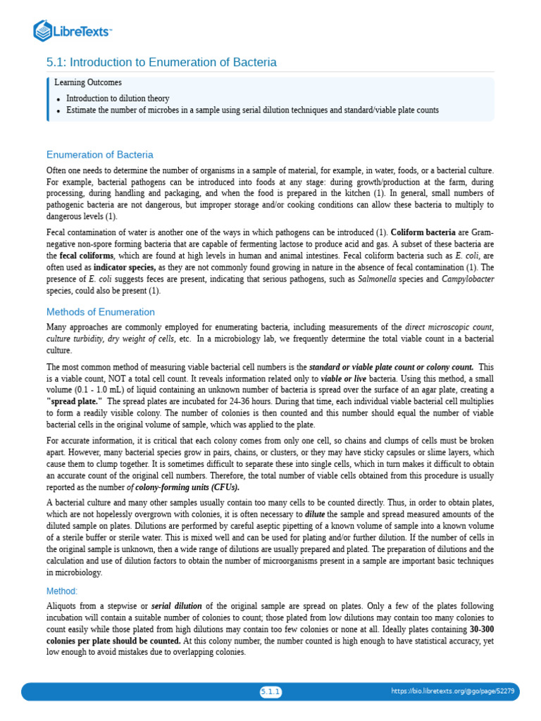 5.01 Introduction To Enumeration of Bacteria | PDF | Colony Forming ...